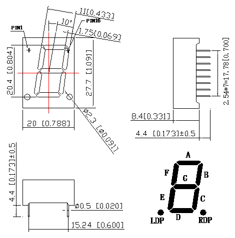 7 Segment LED Displays Red Green Blue White FND Numeric single digit ...