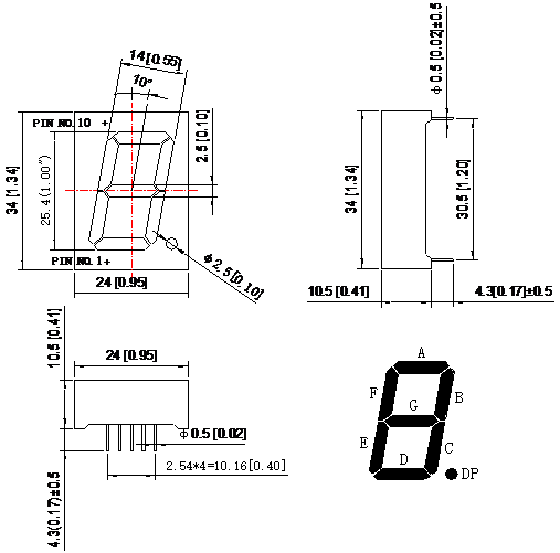 High Brightness Single Digit 7 Segment Led Displays1 Digit Led Numeric Display