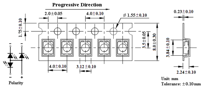 Rgb SMD LED Top View 3528 Rgb Led 1.90mm Height With Colorless Clear Window