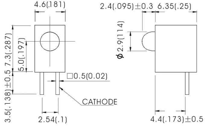3mm Right Angle Indicator LED with Wide Viewing Angle and Black Casing