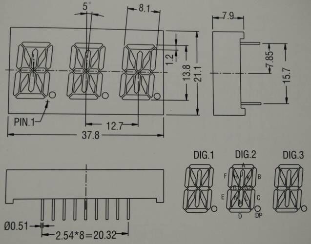 0.5 inch 2 alphanumeric led display Super Bright Red Digit led display ...