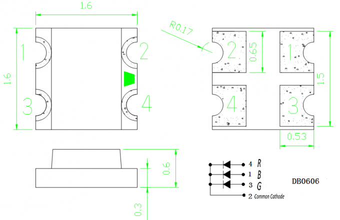 Common cathode RGB SMD led General use / Full Color Chip LEDs 0606 1615 ...