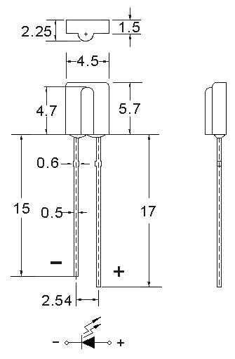 Side View PIN Ir Emitting Diode LED Technical Data Sheet 940nm Infrared Led
