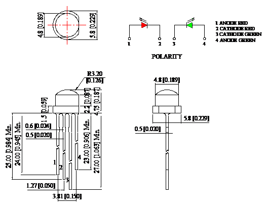 4.80mm Round Wide Viewing Angle Bi Color LED Technical Data Sheet