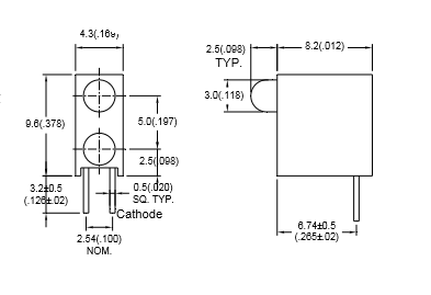 Red / Green Indicator LED Rectangular Housing Circuit Board Indicator ...