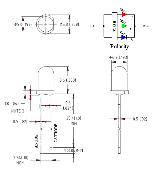 5mm Round Flickering Blinking RGB Flashing LED Full Color White ...