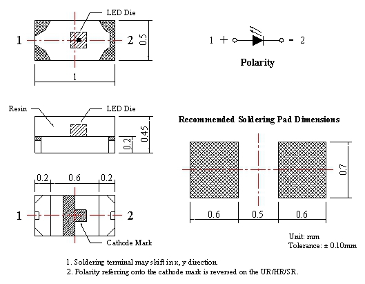 0402 High Power Smd Side View Smd Led 0.45mm High Brightness For ...