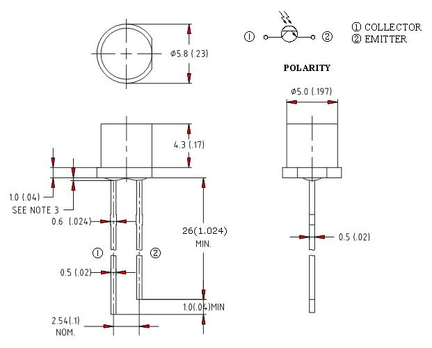 5mm Cylindrical Infrared Emitting Diode With Flange Silicon NPN ...