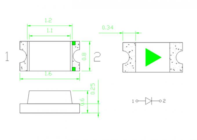 0.60mm Height UV LED Diode 0603 Package 365nm Light Emitter InGaN Material