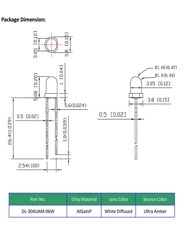 T-1 Type Ultra Amber 25mA 605nm 73mW LED Led Light Components