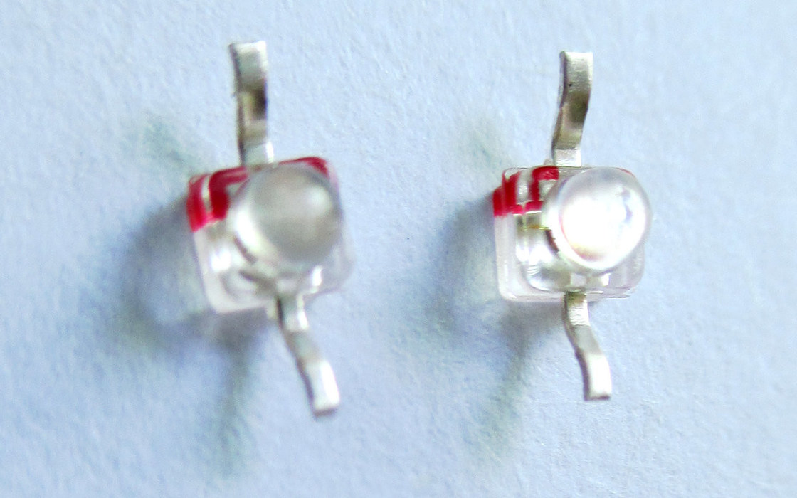 1.80mm Round Subminiature Axial Hyper Red Chip LED, Lens Color is Water ...