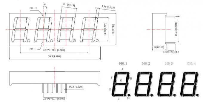 0 56 Quadruple 4 Digit Seven Segment Display Led Numeric Display