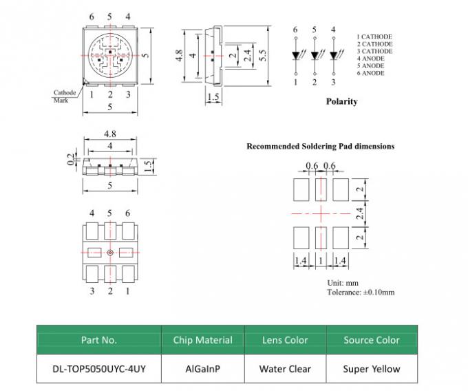 5050 High Power SMD Led 6 Pins Diode LEDs 3 Levels Indicator Several ...